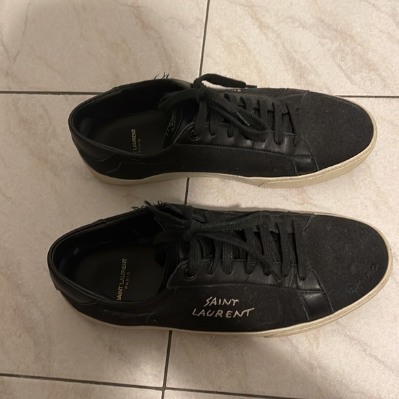 Saint Laurent | Shoes | Mens Ysl Court Classic Sl6 Embroidered Sneakers In Canvas And Smooth ...